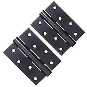 WANLIAN 4" Matte Black Ball Bearing Door Hinges,3 mm Thick Stainless Steel,Solid Square Corner Heavy-Duty for Exterior & Interior Doors, with Mounting Screws (2 Pack)