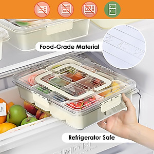 Hermit Home Snackle Box with Lid and Handle - Snack Containers, Charcuterie Platters, Clear Organizer for Candy, Fruits, Nuts, Snacks - with 8 Forks and 2 Spoons