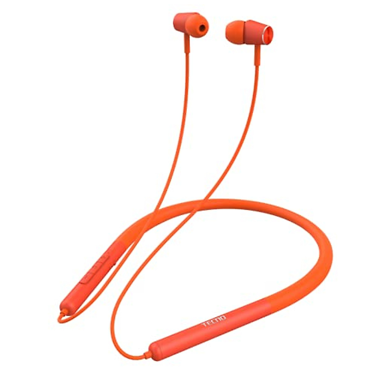 Tecno Magnetic Wireless Bluetooth Headphones, Bluetooth Earbuds Neckband with Microphone, Bluetooth 5.2 Wireless Earphones with Mic for Workout Running, Orange