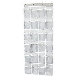 Simple Houseware 24 Pockets Large Clear Pockets Over The Door Hanging Shoe Organizer, Gray (56" x 22.5")