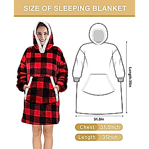 Oversized Wearable Blanket Hoodie, Sherpa Fleece Hoodie Blanket Sweatshirt with Pockets for Adult Women Men,One Size Fits All
