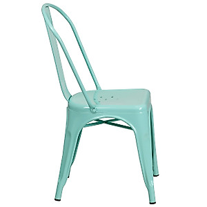 EMMA + OLIVER Commercial Grade Mint Green Metal Indoor-Outdoor Stackable Chair
