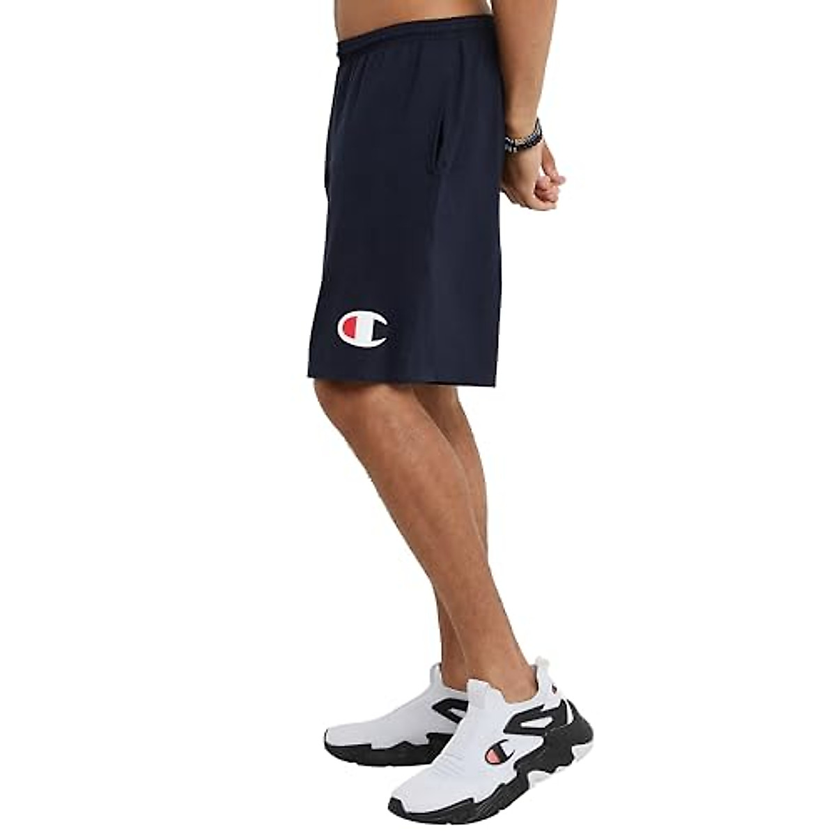 Champion Men's Graphic Jersey Short, Navy, Medium