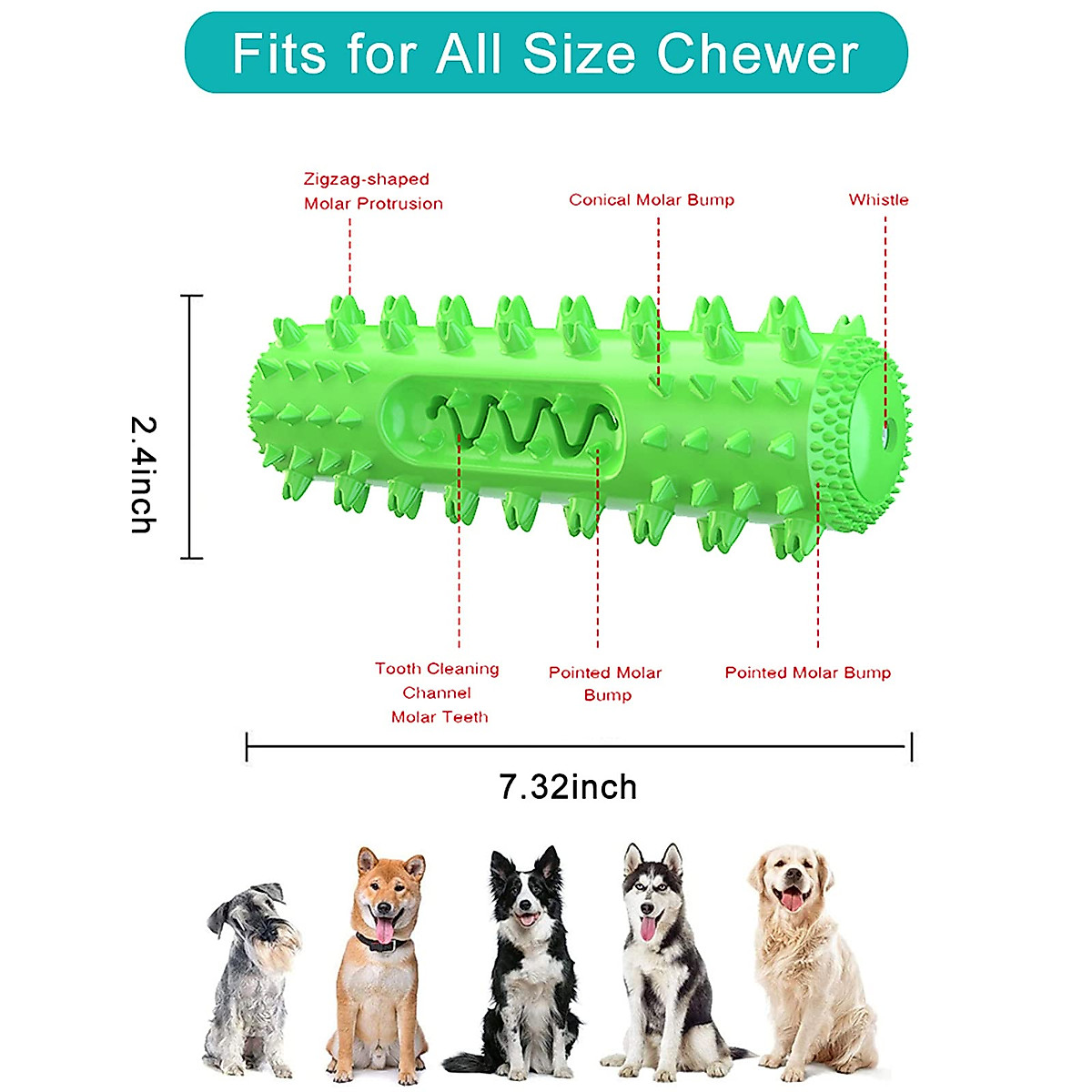 Aboutbaby Dog Chew Toy, Durable Rubber Dogs Squeaky Toys for Aggressive Chewers, Indestructible Puppy Toys for Training and Cleaning Teeth, Interactive Pet Toys for Small Medium Dog