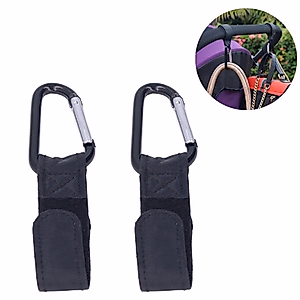 Stroller Hooks,2pcs Multipurpose Baby Stroller Hooks Soft Nylon+Metal 5kg Load Bearing Metal Hooks Black for Hanging Diaper Bags for Bicycles,Wheelchairs