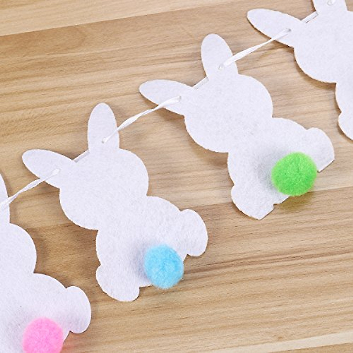 BESTOYARD Easter Banner Decorations White Rabbit Bunny Banner Bunting Garland Photo Prop