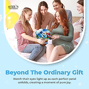 Baby Boy Clothing Flower Bouquet | Newborn Baby Boy Gift Basket with Baby Clothing Arranged Like Celebration Flowers, Creative Unique Blue Baby Set for Expecting Moms, Includes Spaceship Clothing Set