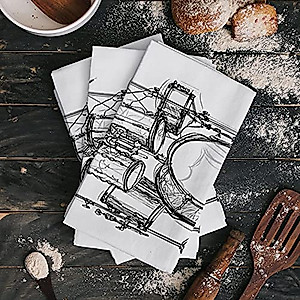 Big buy store Drummer Musical Rock Music Kitchen Dish Towels, Soft Lightweight Microfiber Absorbent Hand Towel Tea Towel for Kitchen Bathroom 18x28in