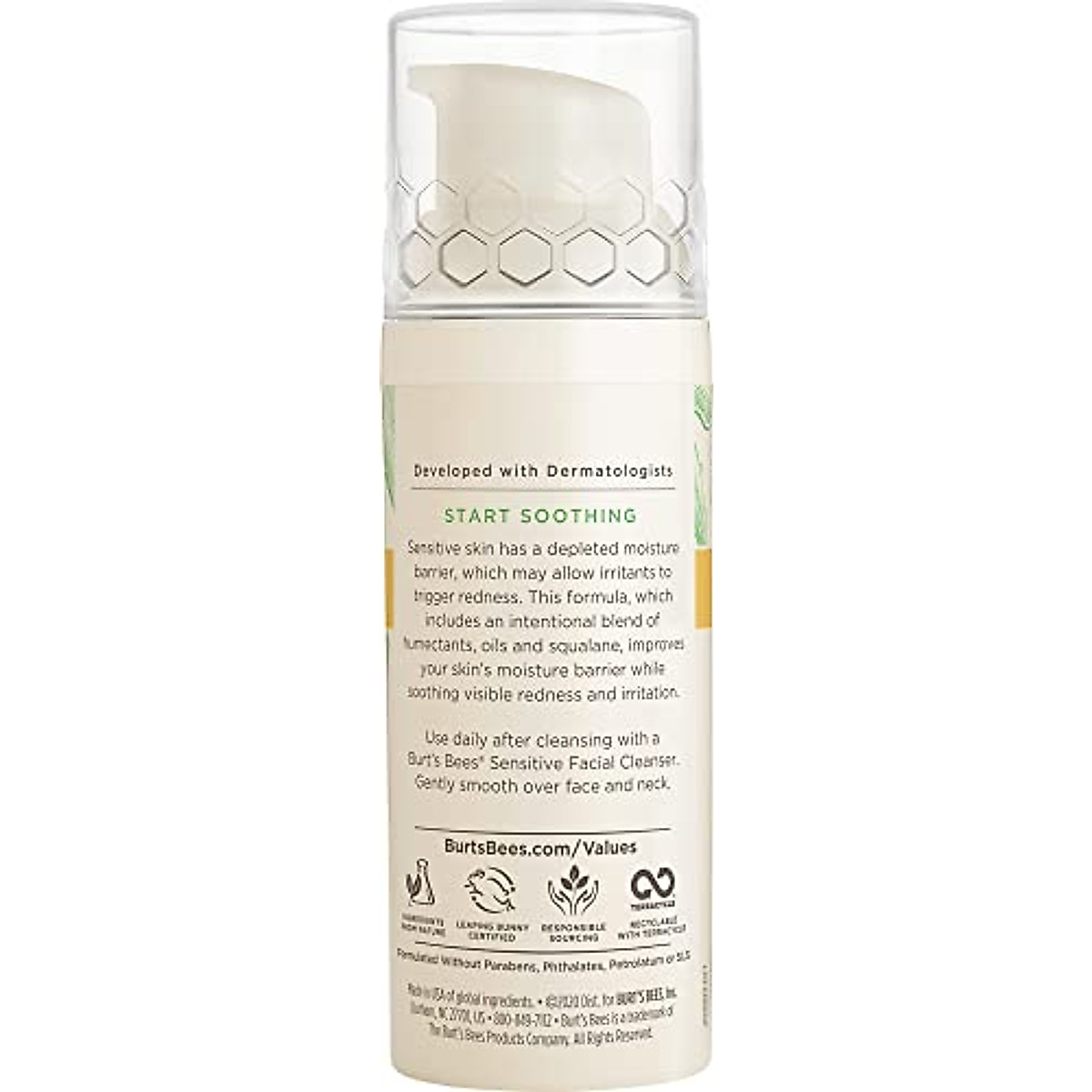 Burt's Bees Sensitive Solutions Calming Day Lotion with Aloe and Rice Milk, 98.8% Natural Origin, 1.8 Fluid Ounces