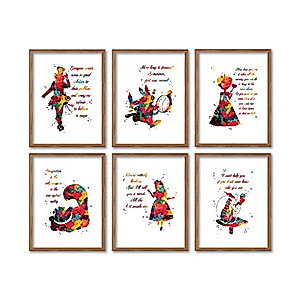 Alice In Wonderland Quote Watercolor Kid's Room Decoration Mad Hatter Wall Art Cashire Cat Print White Rabbit Picture Alice Gift Caterpillar Wall Decor Queen of Hearts Painting 8x10 Unframed Print Set