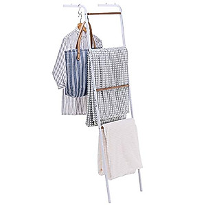 YOUDENOVA Blanket Ladder, 4-Layer Towel Ladder for Bathroom, Throw Blanket Ladder for Living Room, White