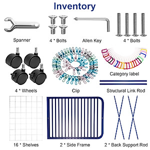 Garvee Art Drying Rack with 4 Lockable Wheels - Metal Art Storage Rack with 16 Removable Shelves, Art Organizer 18" D x 26" W x 26" H for Art Studio, Artwork, Craft Room and Desktop, Blue
