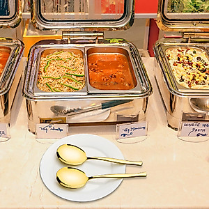 Cinkyou Large Serving Spoons set of 6 Pieces, Stainless Steel Large Buffet Serving Utensils, Gold