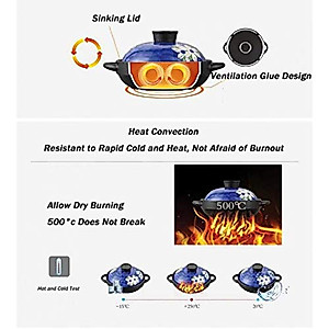 MYYINGBIN 27.5cm Moroccan Tagine Pot Ceramic Casserole Slow Cooker High Temperature Resistance Stewpot Suitable for Oven Gas Stove Microwave Oven Electric Ceramic Stove