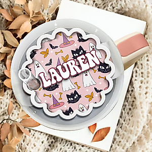 Halloween Basket Tag, Boo Basket Tag, Personalized Halloween Name Tag, Custom Basket Tag, Acrylic Scallop Name Tag, Acrylic Pumpkin Tag