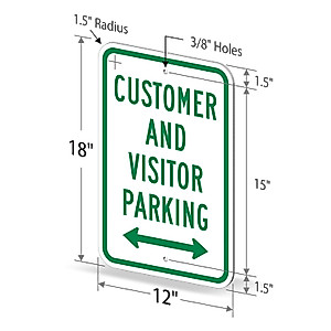 SmartSign-K-5661-EG "Customer and Visitor Parking" Sign with Bi-directional Arrow | 12" x 18" 3M Engineer Grade Reflective Aluminum