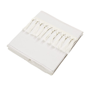 Sweet Jojo Designs Ivory Boho Bohemian Foldable Fabric Storage Cube Bins Boxes Organizer Toys Kid Baby Children - Set of 2 - Gender Neutral Solid Beige Cream Off White Farmhouse Chic Minimalist Tassel