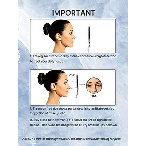 OMIRO Hand Mirror, Double-Sided 1X/15X Magnifying Foldable Makeup Mirror for Handheld, Table and Travel Usage