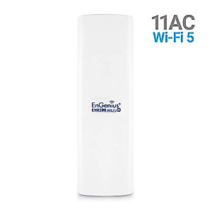 EnGenius Technologies ENH500v3 Wi-Fi 5 Wave 2 Outdoor AC867 5GHz Plug-n-Play Wireless Bridge, PTP/PTMP, IP55, 27dBm, 16 dBi High-Gain Antenna, Long Range up to 5 Miles, Gigabit Port [1-Pack]