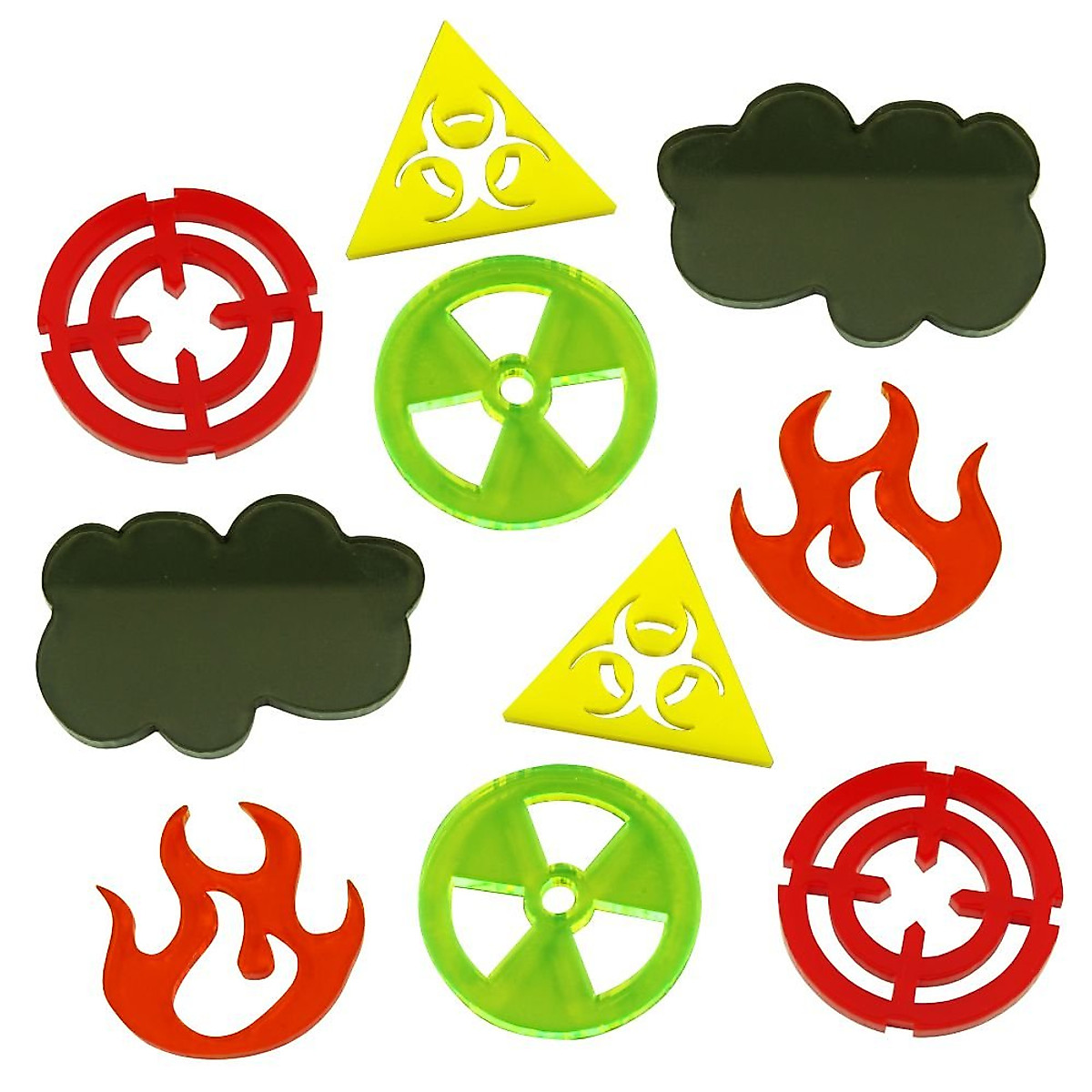 LITKO Area Effect Token Set | Target | Fire | Smoke | Biohazard | Nuclear Hazard | 10 Pack
