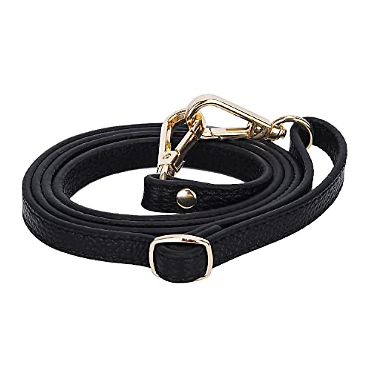 VanEnjoy Full Grain Leather Adjustable Replacement Strap Cross Body Bag Purse, 26-51 inch Gold Hardware 1.2 CM Width (Black-Gold Buckles)
