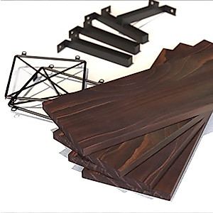 WOPITUES Floating Shelves Wall Mounted, Wood Bathroom Shelves with Extra Storage Shelf, Rustic Wall Shelves for Bathroom, Bedroom, Kitchen, Living Room, Plants - Rustic Brown