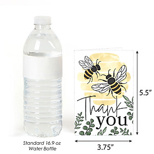 Big Dot of Happiness Little Bumblebee - Bee Baby Shower or Birthday Party Thank You Cards (8 count)