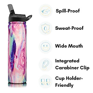 Seriously Ice Cold SIC 27oz Insulated Water Bottle Thermos, Premium Triple Layer Vacuum Stainless Steel, BPA Free Wide Mouth Lid with Carabiner Clip