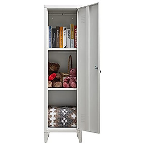DOEWORKS High Standing Indoor Lockable Cabinet, Metal Locker Organizer, 3-in-1 Shelves Removable for Home and Office, White