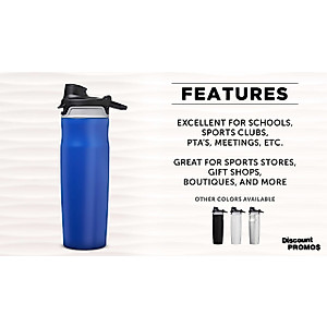 DISCOUNT PROMOS Juno Water Bottles with Flip Lid 20 oz. Set of 6, Bulk Pack - Reusable, Great for Gym, Hiking, Cycling and for School - Blue