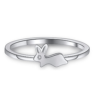 Cute Bunny Rabbit Ring Women by Ginger Lyne 925 Sterling Silver Cubic Zirconia Pet Jewelry Collection