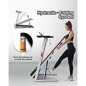 FYC Folding Treadmill for Home - Compact Slim Running Machine Portable Electric Treadmill Foldable Treadmill Workout Exercise for Small Apartment Home Gym Fitness Walking, with Adjustable Table
