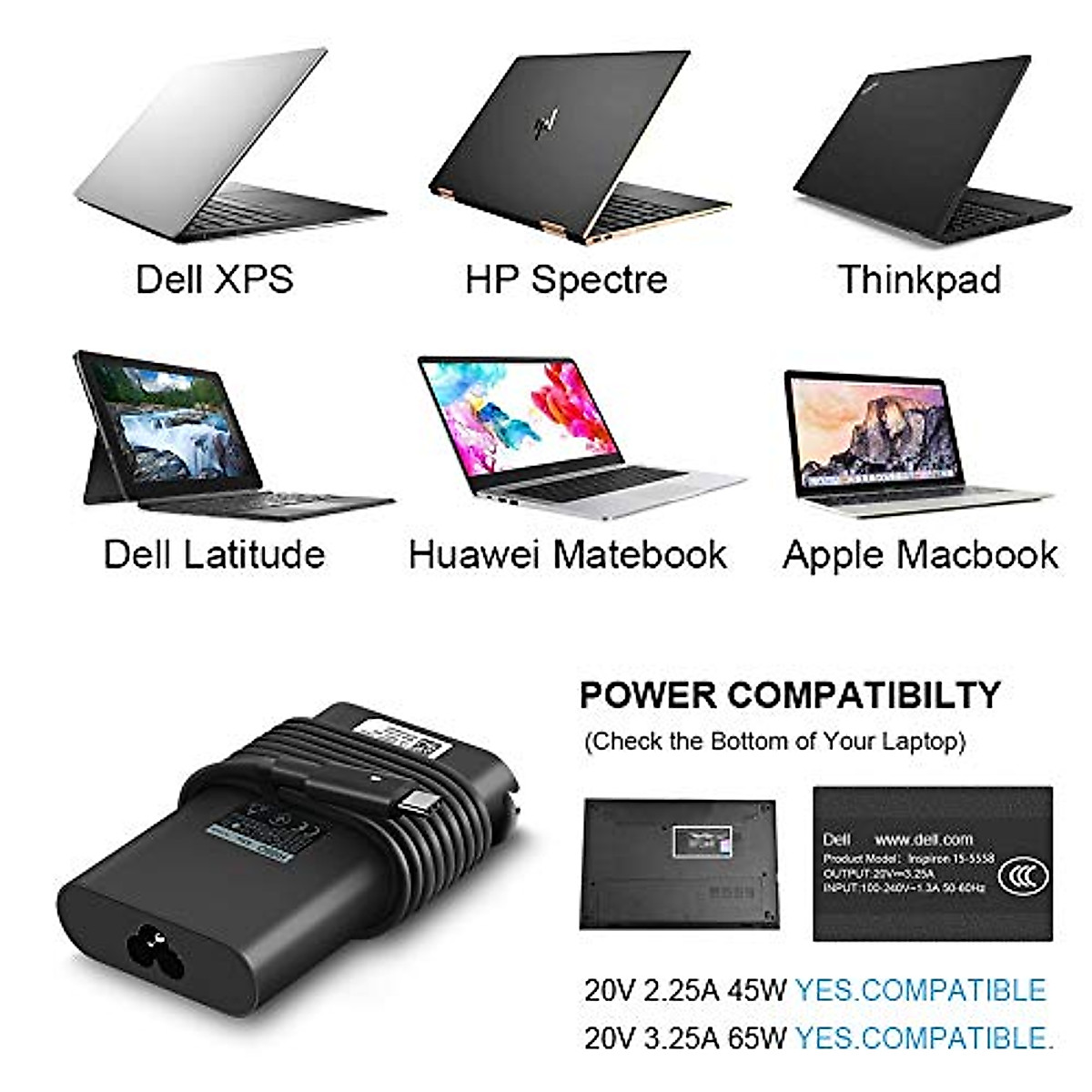 Charger for Dell Laptop Computer 65W 45W USB C Fast Power Adapter