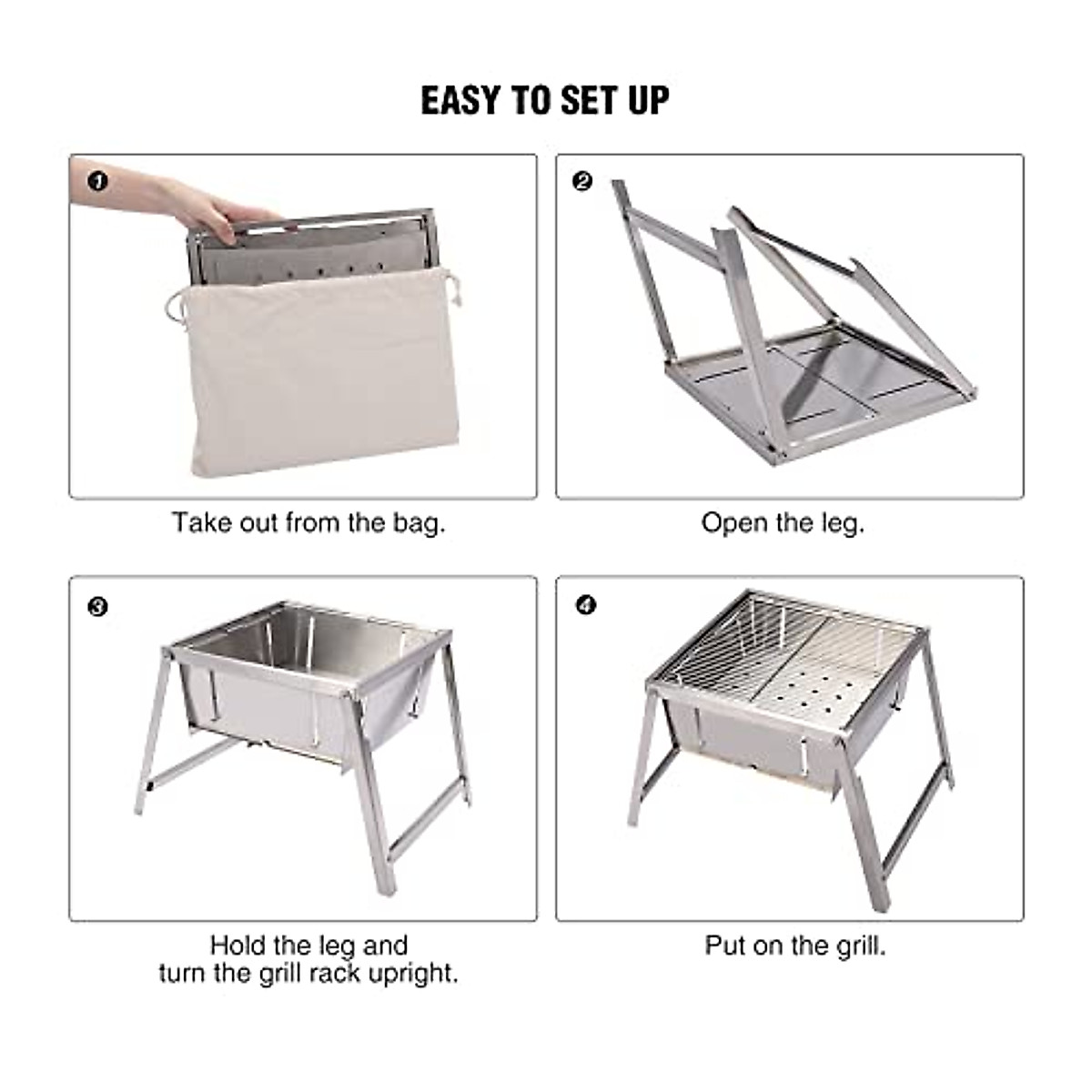 REDCAMP Pop up Camping Flatfold Fire Pit Portable & Wood Burning, 12.8 ...