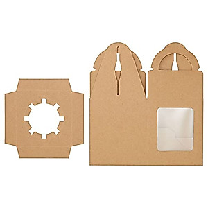 Kraft Paper Cupcake Gift Boxes with Clear Display Window, Individual Serving Bakery Box (100 Pack)