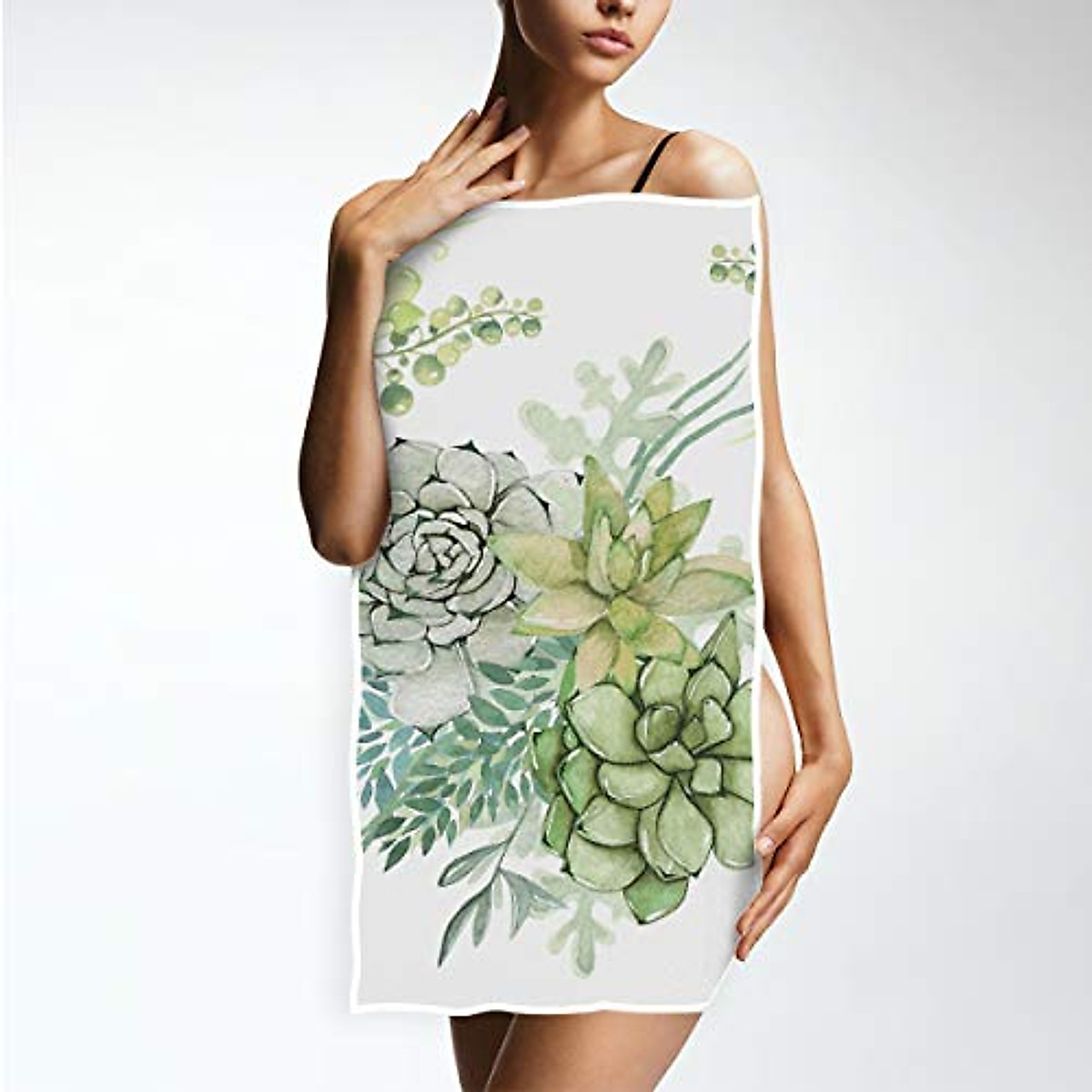 DOMIKING Succulent Plants Printed Print Soft Hand Towels for Bathroom Decorative Guest Towels fingertip Towels for Hotel Spa Gym,16 x 30 inches