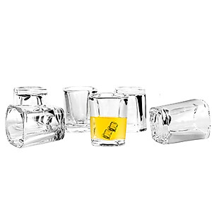 GLASKEY Shot Glass Set of 6, 2oz Clear Glass Dishwasher Safe Lead-free Heavy Base Shot Glasses for Whiskey Vodka Espresso Coffee Small Desserts Candle-Making