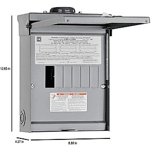 Square D - HOM612L100RBCP Homeline 100 Amp 6-Space 12-Circuit Outdoor Main Lugs Load Center