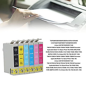 Hilitand Printing Ink Cartridge Ink Cartridge BK C M Y LC LM 6 Colors Printing Accessory Part for Photo Paper Document (T0821N/T0822N/T0823N/T0824N/T0825N/T0826N)