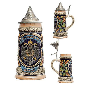 HAUCOZE Beer Stein Mug German Eagle Drinking Stanley Viking Tankard with Petwer Lid for Birthday Gifts Men Father Husband 0.8 Liter