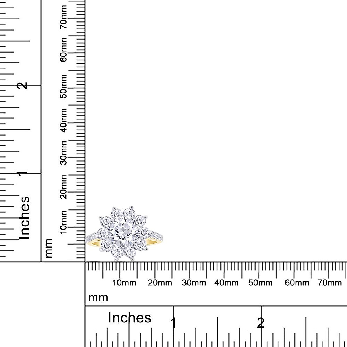 SAVEARTH DIAMONDS 1.70 Carat Round Cut Lab Created Moissanite Diamond Flower Engagement Wedding Ring In 14K Yellow Gold Over Sterling Silver Jewelry For Women (D Color, VVS1 Clarity) Ring Size-8.5