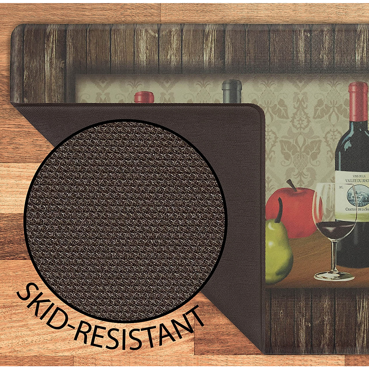 Chef Gear - Anti-Fatigue Kitchen Mat, Novelty Design, Cushioned Comfort Chef Mat, Standing Relief & Support| Skid-Resistant, Measures 18" x 30", Sophisticated Wine Design