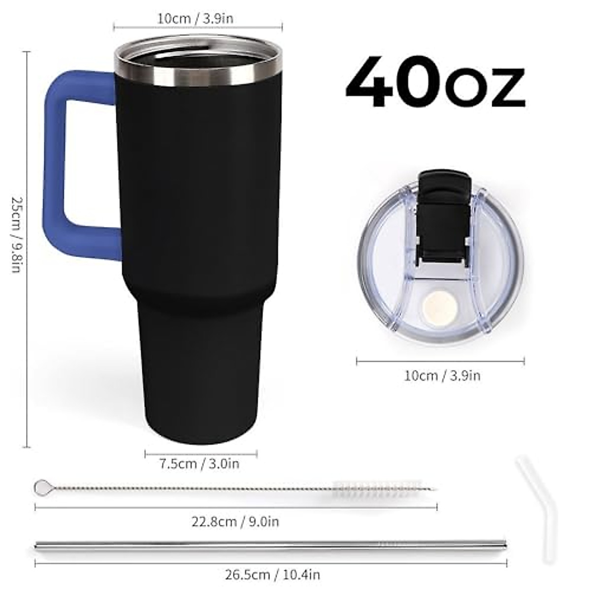 Penguin Lover Bird 40 Oz Car Cup Stainless Steel Travel Mug Leak-Proof Insulated Tumbler with Handle Deep Blue-style