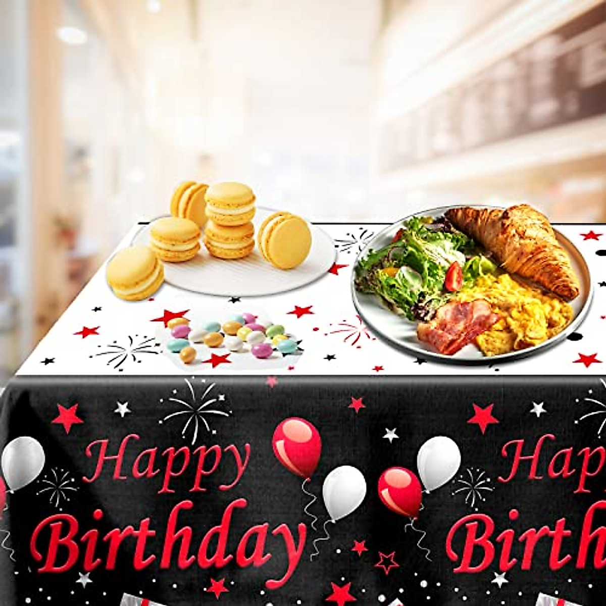 Red and Black Party Decorations, Happy Birthday Decorations for Men Women with Photography Backdrop & Tablecloth Balloons Arch Kit Banner Birthday Party Supplies Beer Bday Decor with Table Cover