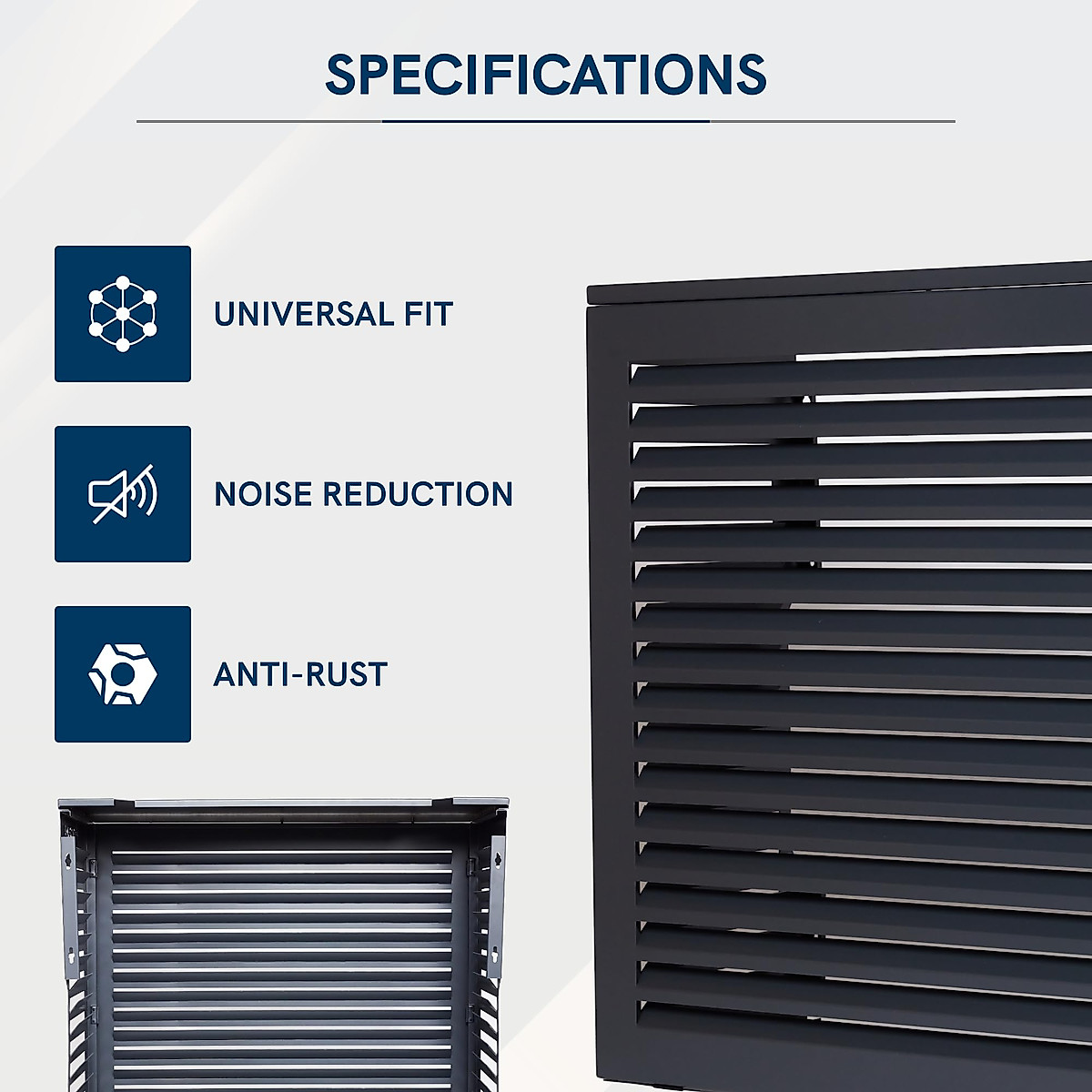 Airdeko's Mini Split AC Cover for Outside Units Sturdy Aluminum, Optimal Performance & Protection of Mini Split System Outdoor Condenser Compatible with Airdeko's Anti-Theft System (Charcoal, Large)