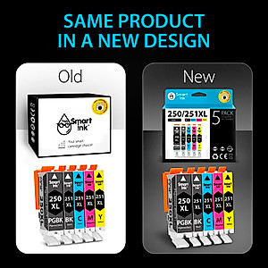 Smart Ink Compatible Ink Cartridge Replacement for Canon PIXMA PGI-250XL CLI-251XL PGI 250 CLI 251 XL (1 PGBK & 1 BK/C/M/Y 5 Combo Pack) to use with MX722 MX922 iP7220 iX6820 MG5420 MG5422 MG5520