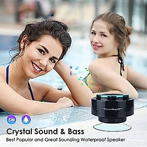 XLEADER Shower Speaker, IPX7 Certified Waterproof Bathroom Speaker, Girl Women Kids Shower Gift, SoundAngel Mate 5W Bluetooth Speaker with Suction Cup Mic, Mini Wireless Speaker for iPhone iPad Pool