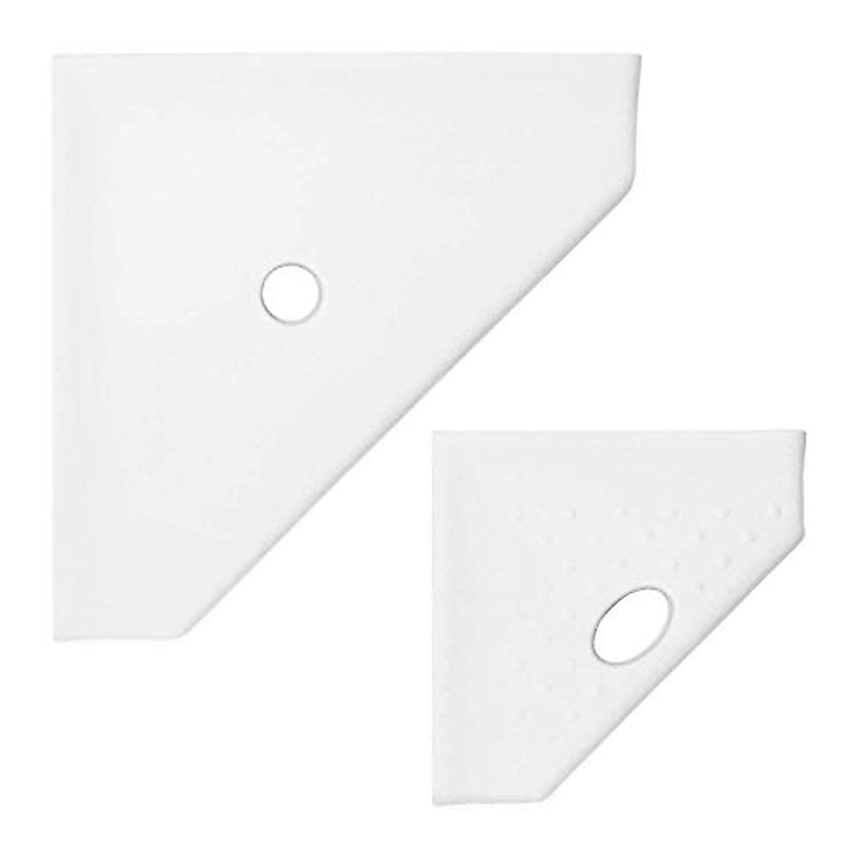 Questech Décor 8 Inch Corner Shower Shelf and 5 Inch Shower Caddy Foot Rest, Geo Flatback Wall Mounted Bathroom Shower Organizer, Bright White Matte