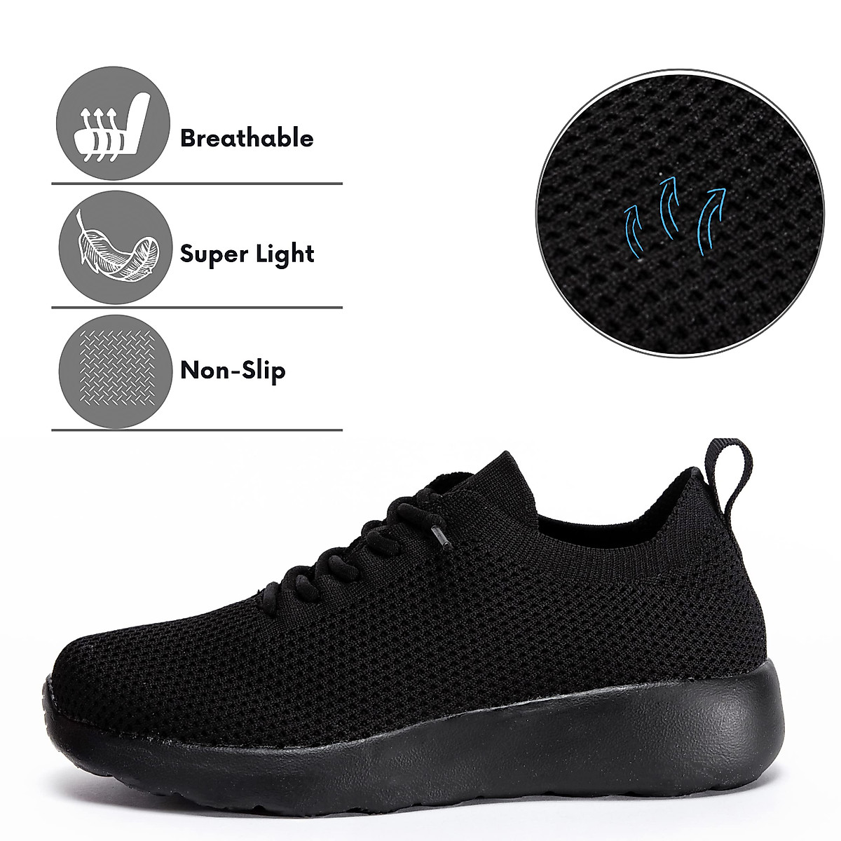 aollegat Womens Walking Shoes | Slip On Sneakers for Women |Comfy Tennis Running Shoes | Lightweight and Breathable Black