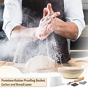 Sourdough Bread Baking Supplies Starter Kit, Banneton Proofing Basket Round 9" Set of 2, Bread Making Tools, Bread Basket Gift Set by CRISS ELITE